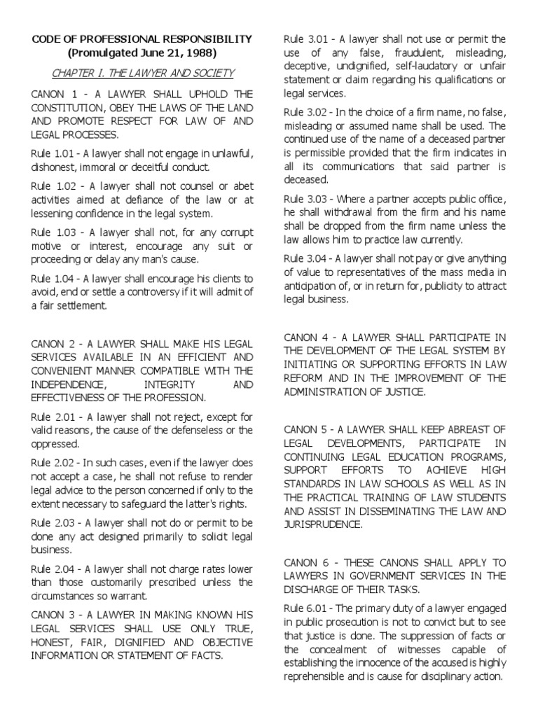 Lawyer Professional Responsibility Code | PDF | Practice Of Law | Lawyer