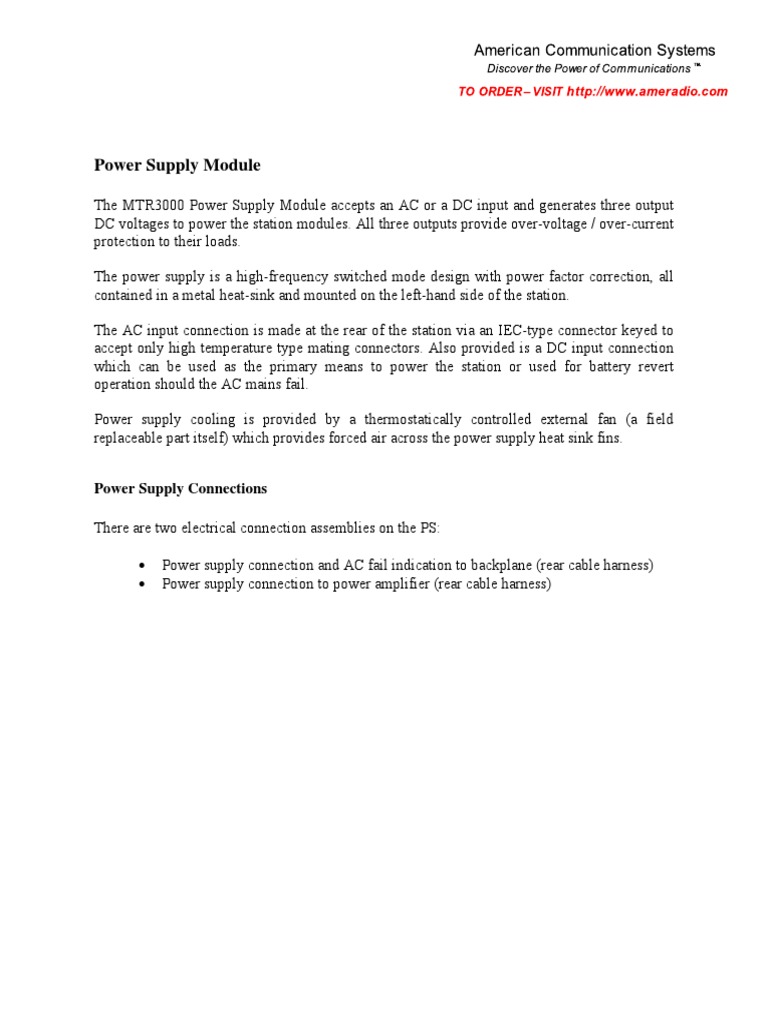 Motorola DLN6707 Power Supply | PDF | Power Supply | Alternating Current