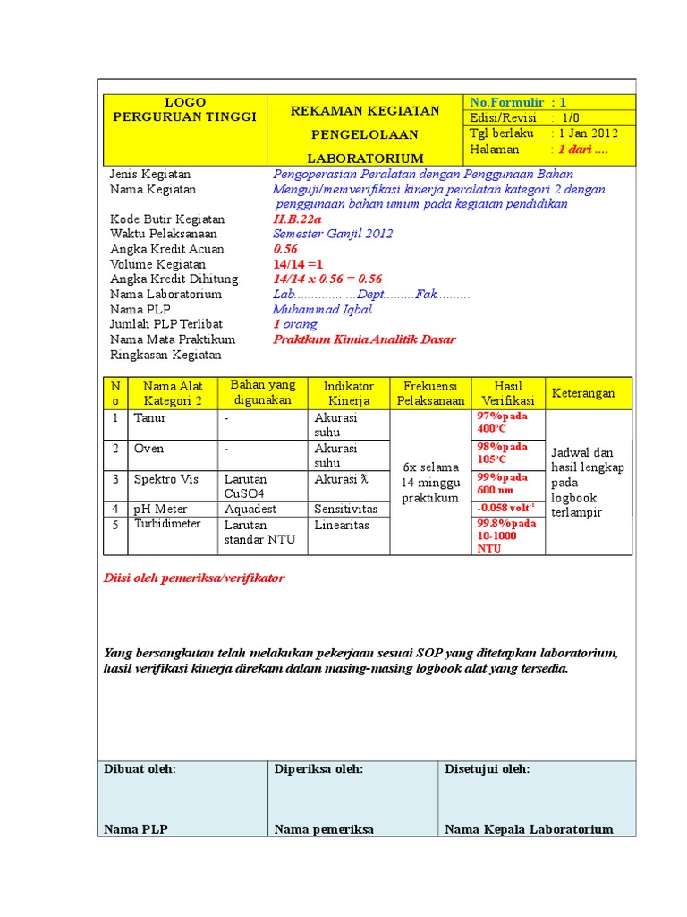 Contoh Format Pengoperasian PLP | PDF