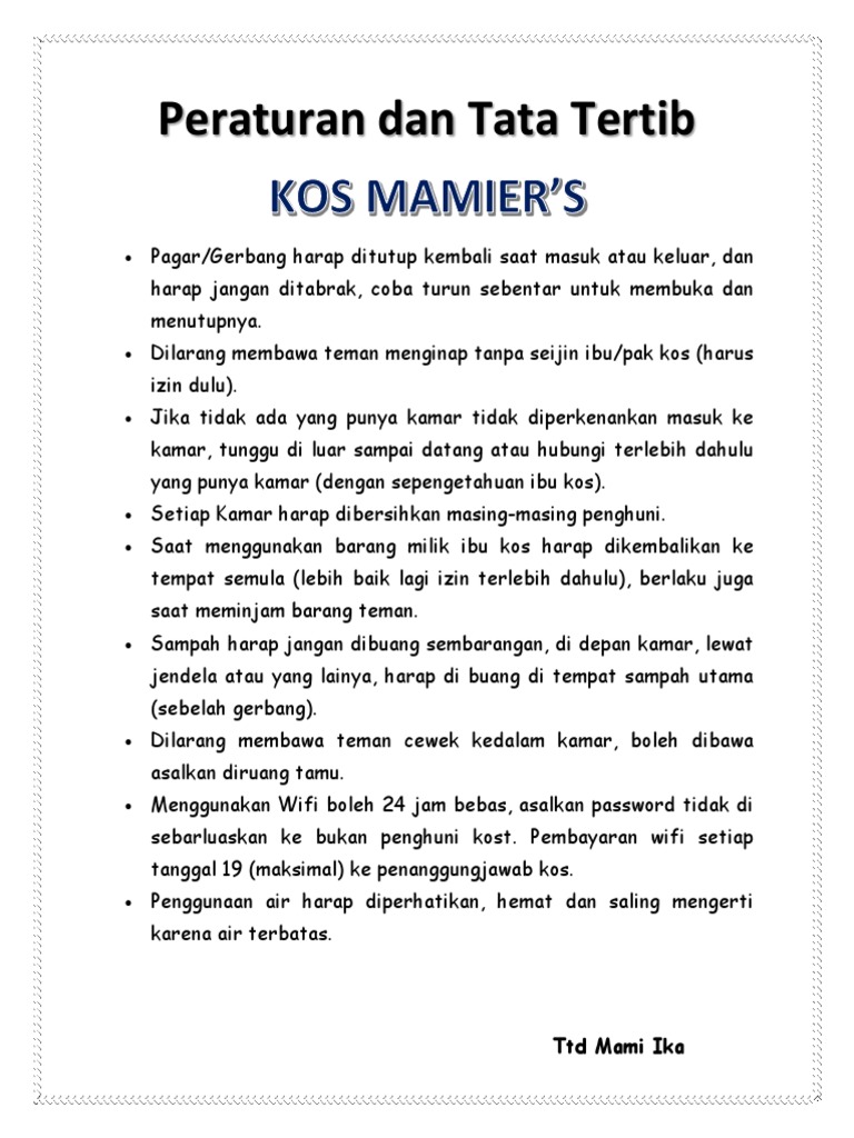 Peraturan Kos | PDF
