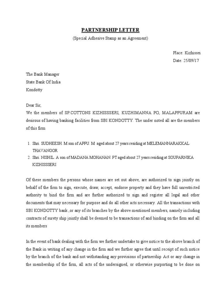 Partnership Letter | PDF | Social Institutions | Social Science