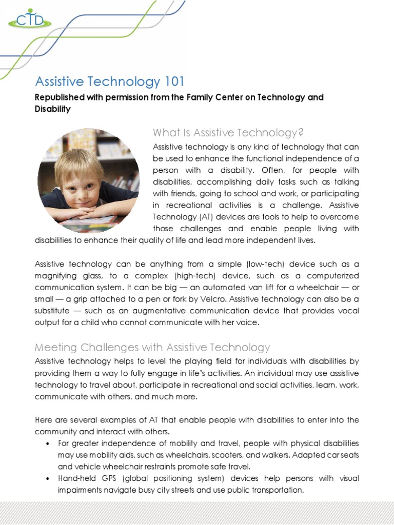 Assistive Technology 101 0 | PDF | Disability | Cognition