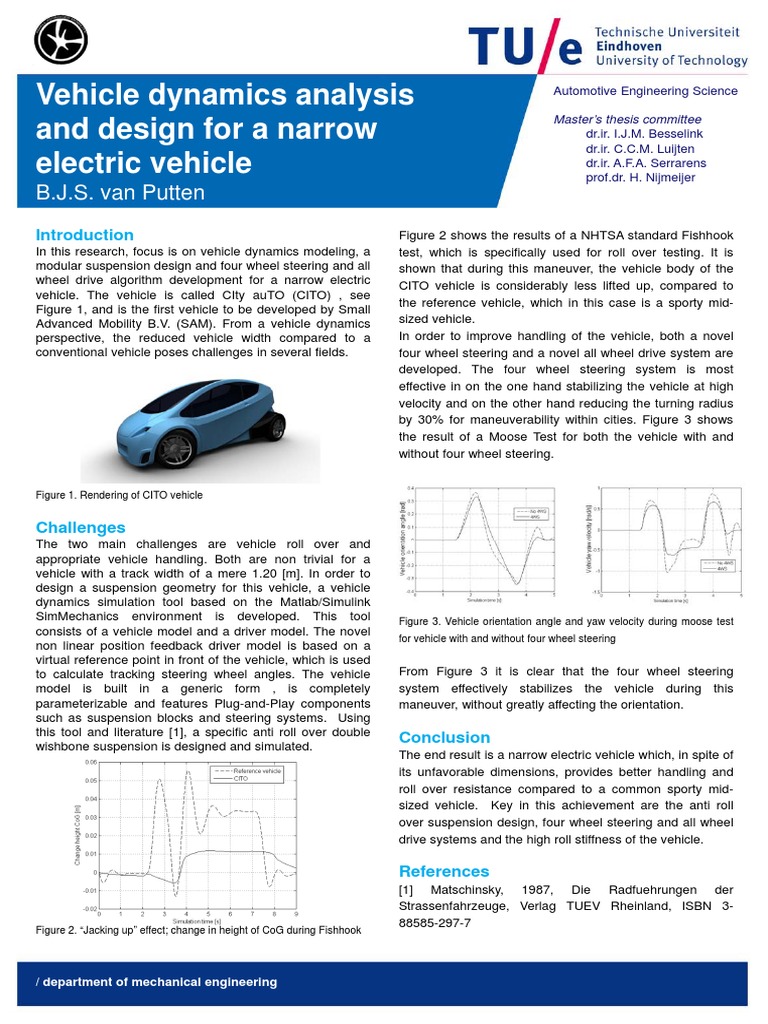 Vehicle Dynamics Analysis and Design For A Narrow Electric Vehicle ...