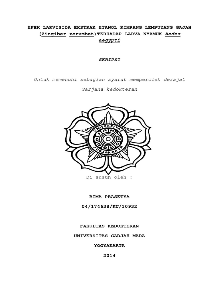 Efek Larvasida Ekstrak Etanol Rimpang Lempuyang Gajah Terhadap Aedes ...