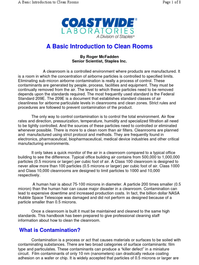 Introduction to Clean Room Standards | PDF | Chemistry | Nature