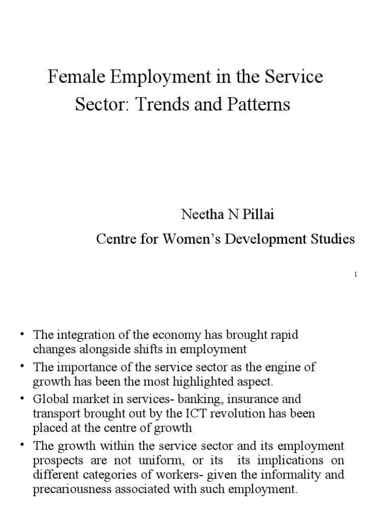 Female Employment in The Service Sector: Trends and Patterns | PDF ...