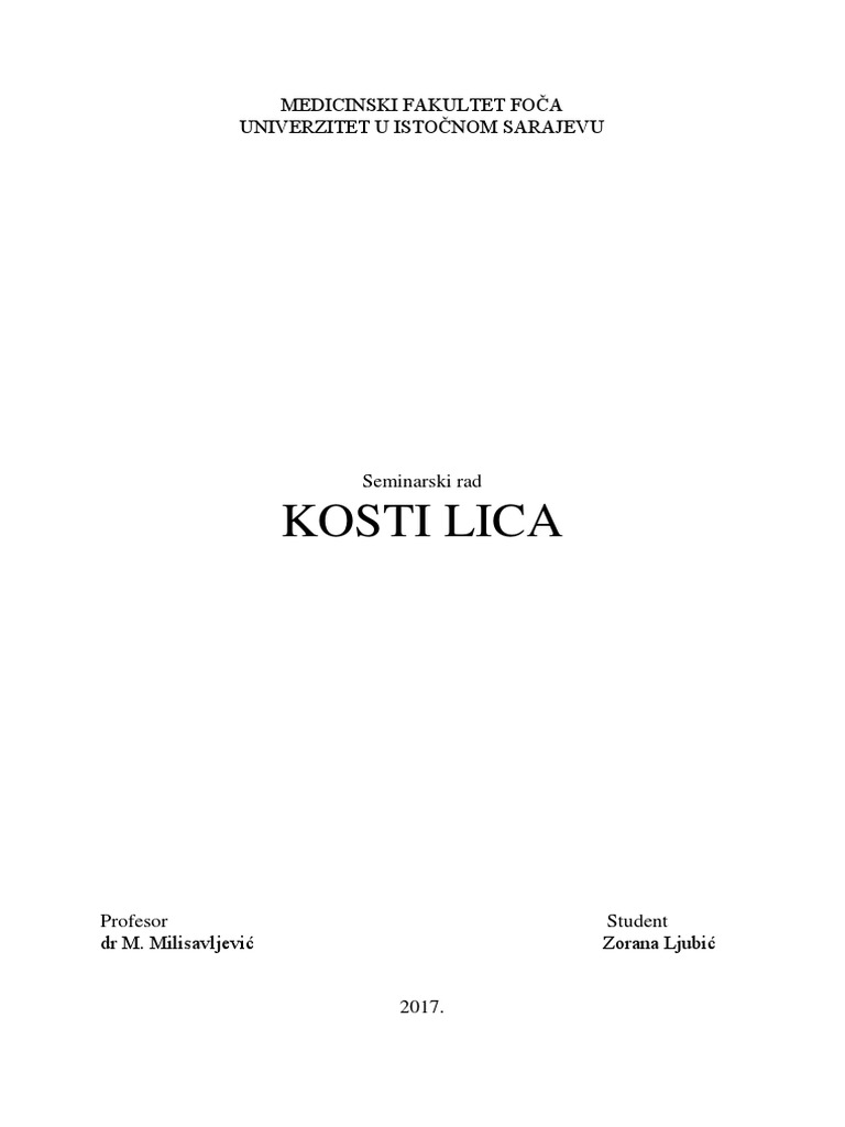 Seminarski Rad - Kosti Lica | PDF