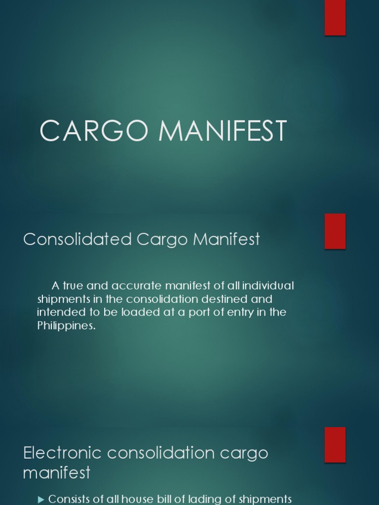 Cargo Manifest | PDF | Cargo | Bill Of Lading