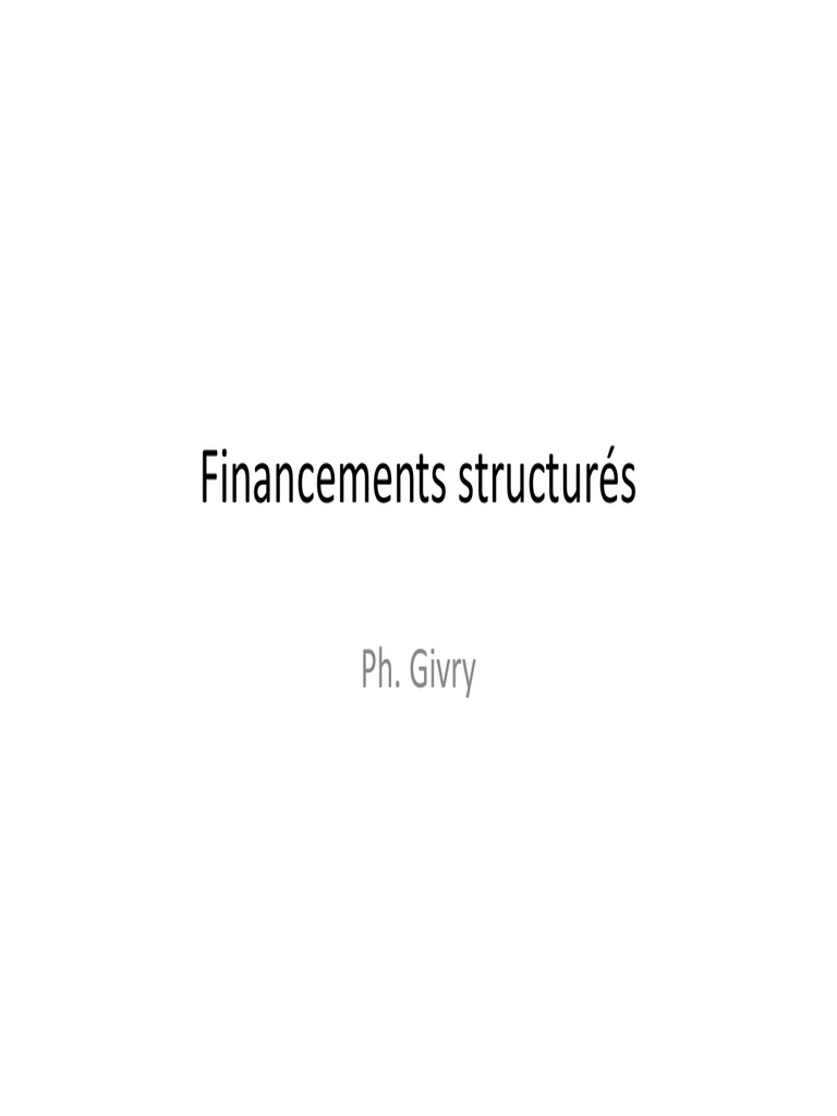 Financements Structures | PDF | Titrisation | Swap de défaut de crédit