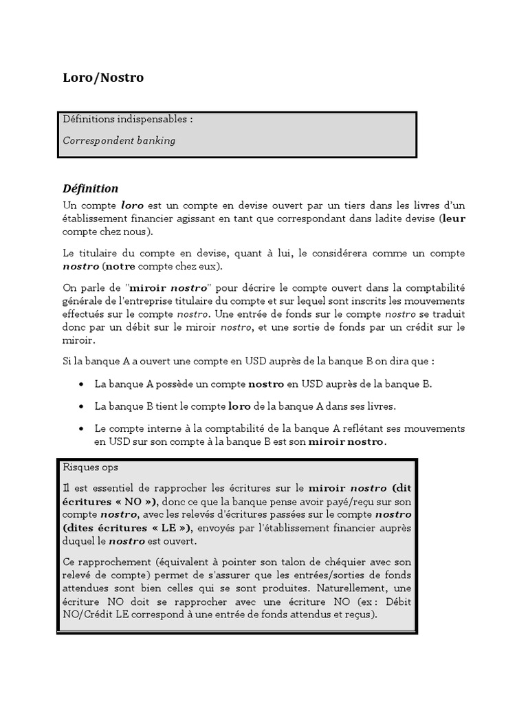 Comprendre les comptes Loro et Nostro | PDF | Affaires | Droit