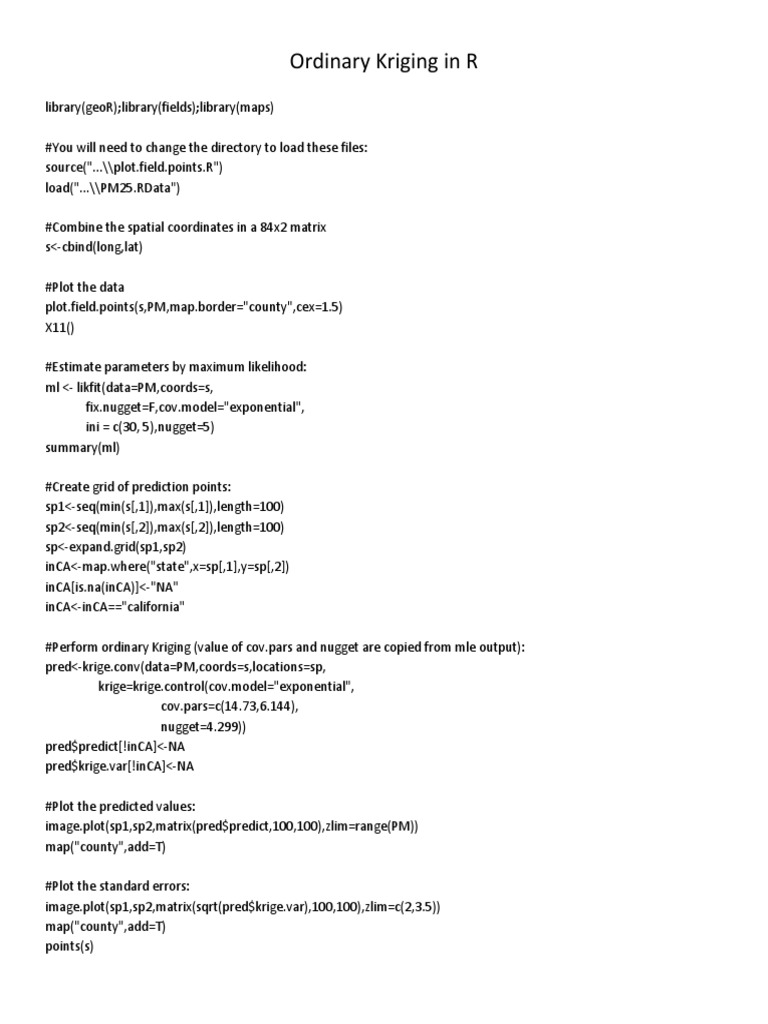 Ordinary Kriging in R | PDF | Statistical Theory | Estimation Theory