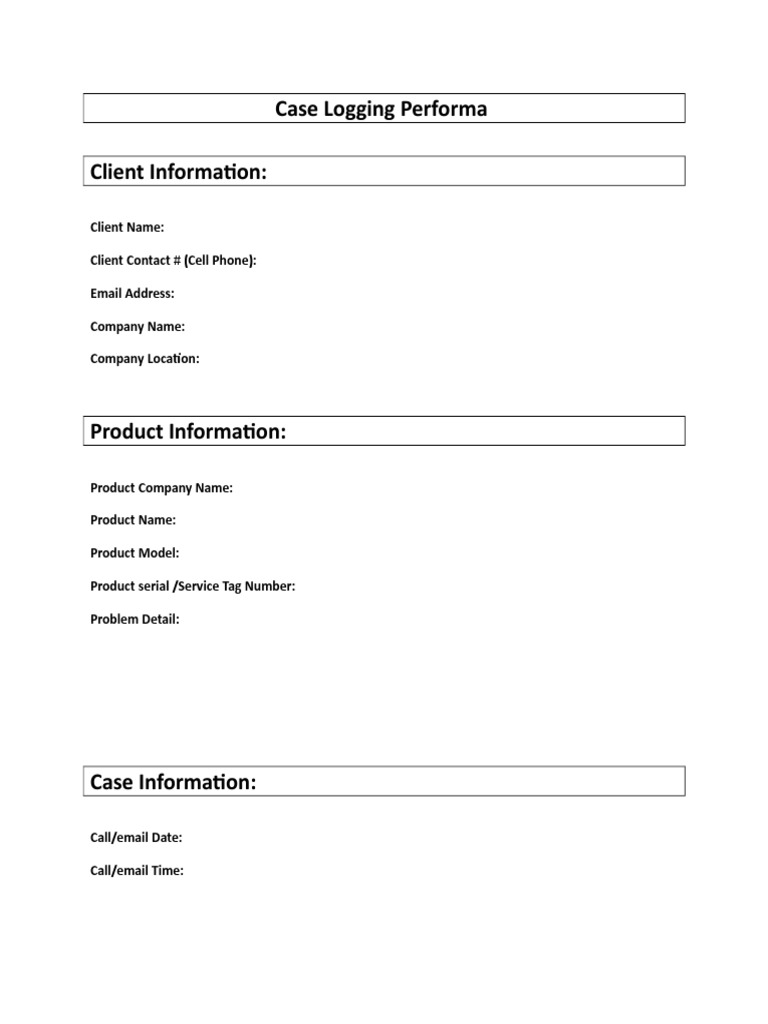 Case Logging Performa Client Information | PDF | Computers