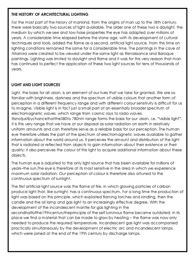 The History of Architectural Lighting | PDF | Fluorescent Lamp | Lighting
