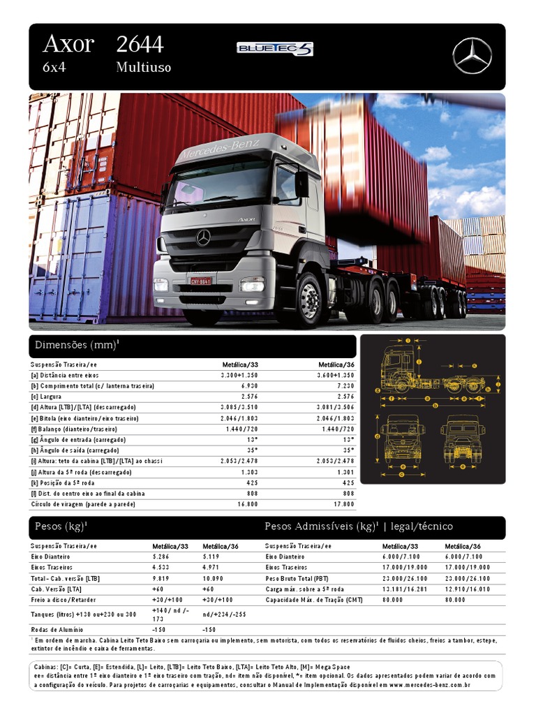 Axor 2644 6x4 Multiuso Rodoviario B09916607 | PDF | Suspensão (veículo ...