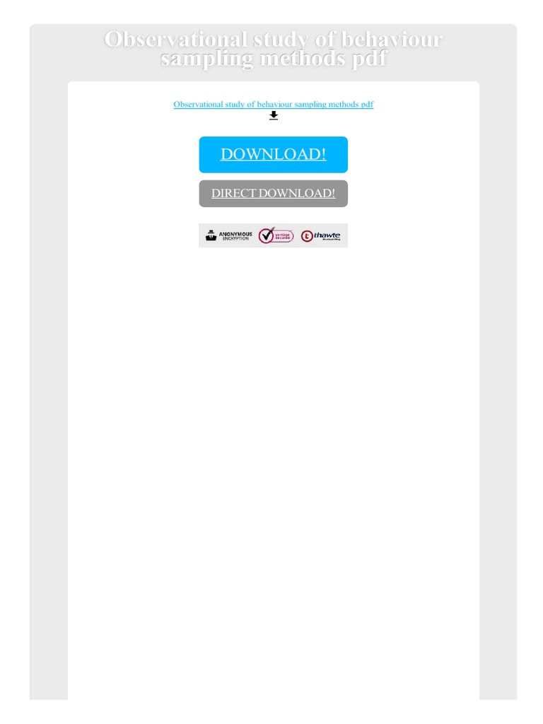 Observational Study of Behaviour Sampling Methods PDF | PDF | Ethology ...