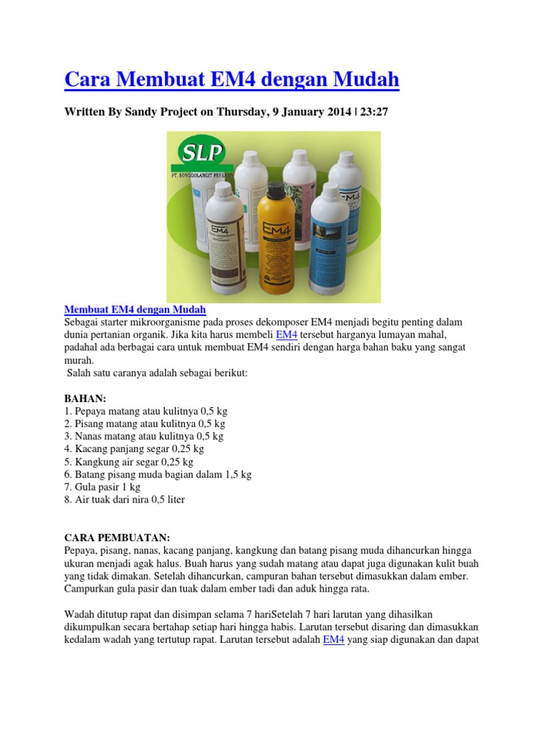 Cara Membuat EM4 Dengan Mudah | PDF