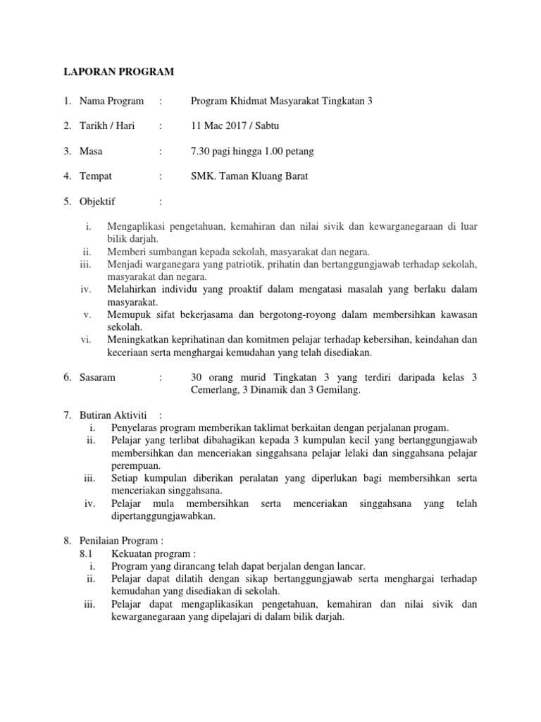 Tujuan Program Khidmat Komuniti