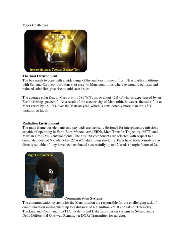Major Challenges | PDF | Spacecraft Propulsion | Mars