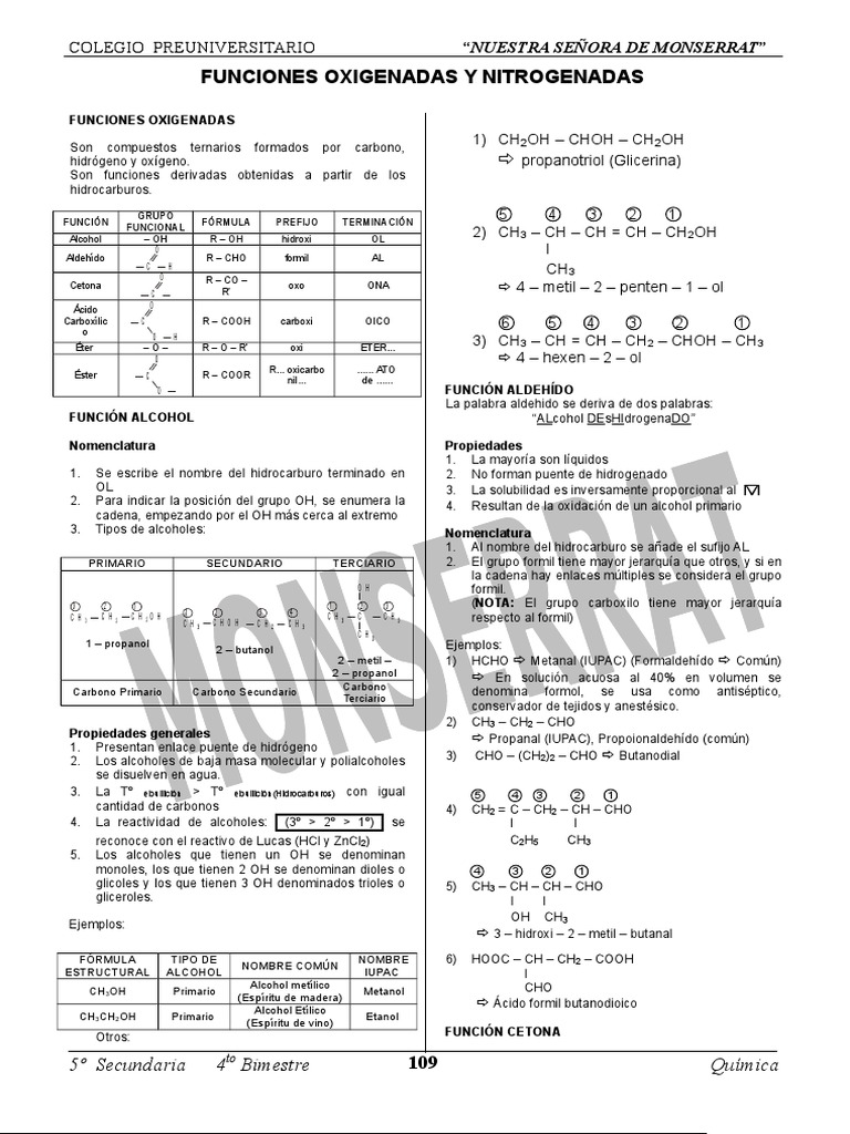 Funciones Oxigenadas y Nitrogenadas | PDF | Alcohol | Amina