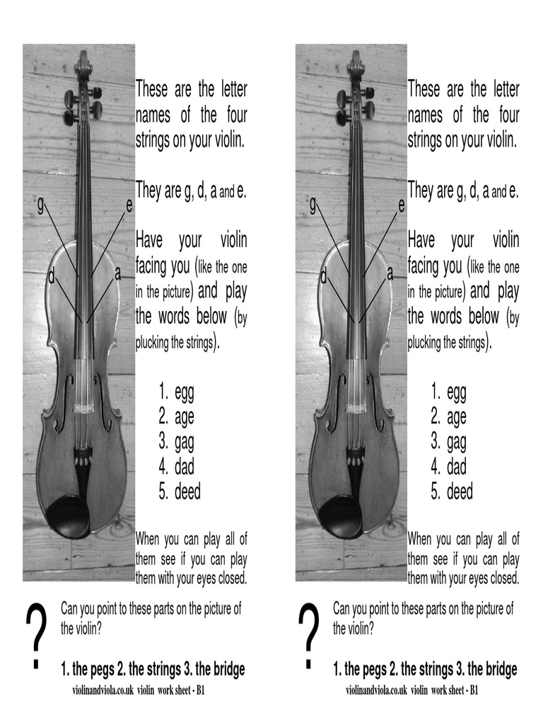 Worksheet_Strings of the Violin | Violin | String Instruments