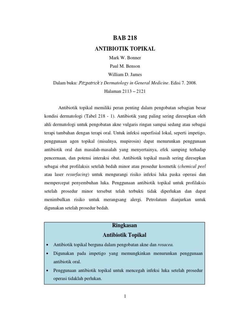 Antibiotik Topikal untuk Pengobatan Kulit | PDF