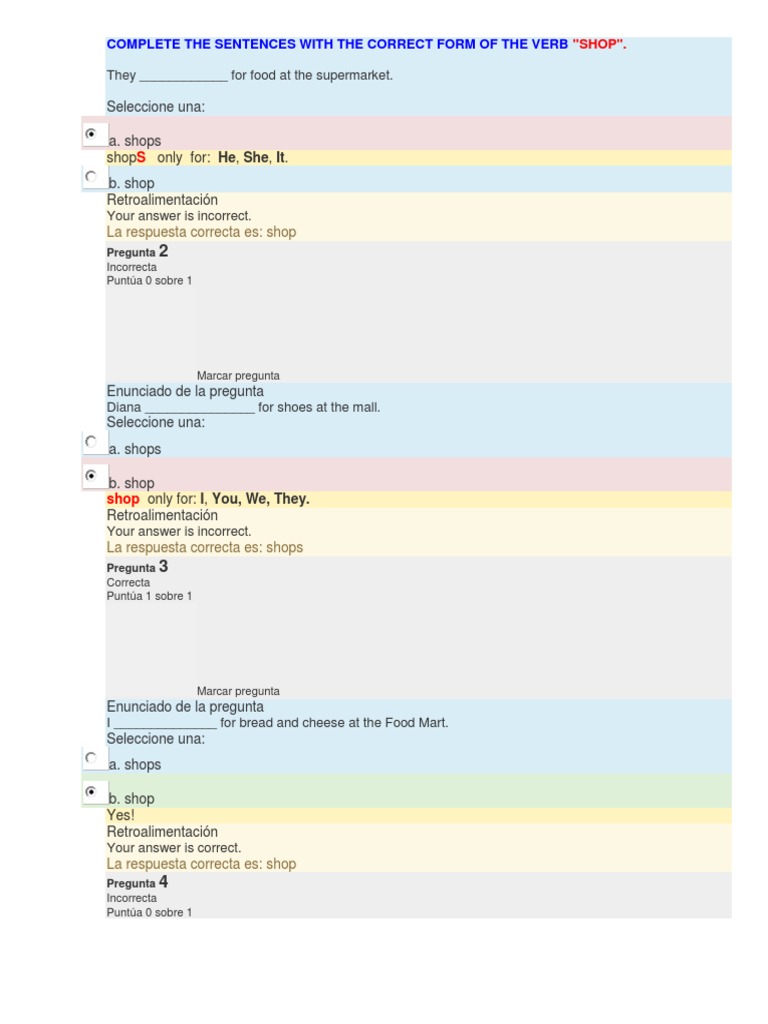 Complete The Sentences With The Correct Form of The Verb | PDF | Reglas ...