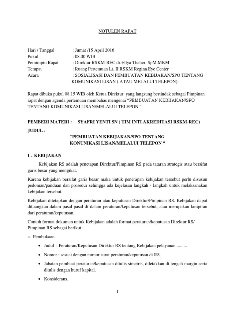 Notulen Rapat Standar SKP II | PDF