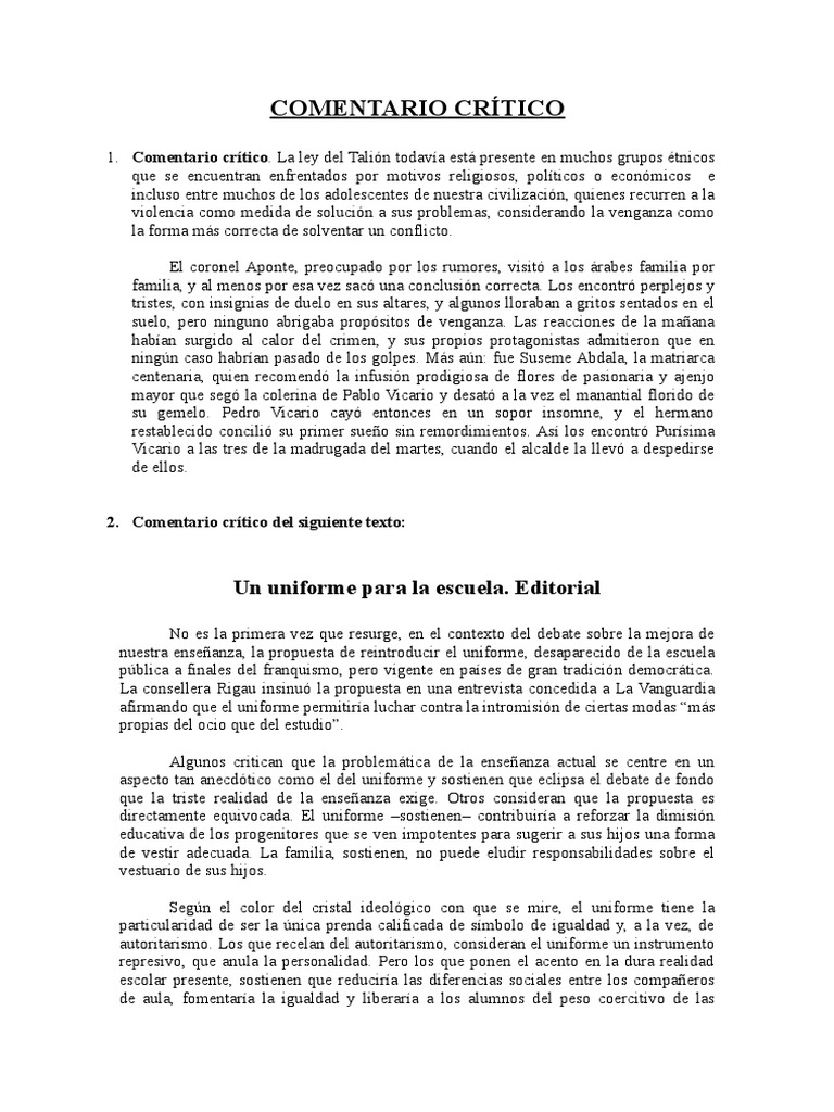Comentario Crítico Crónica y Texto Expositivo Argumentativo | Política ...