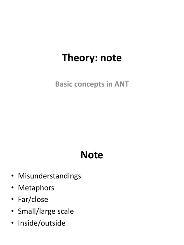 Theory: Note: Basic Concepts in ANT | PDF