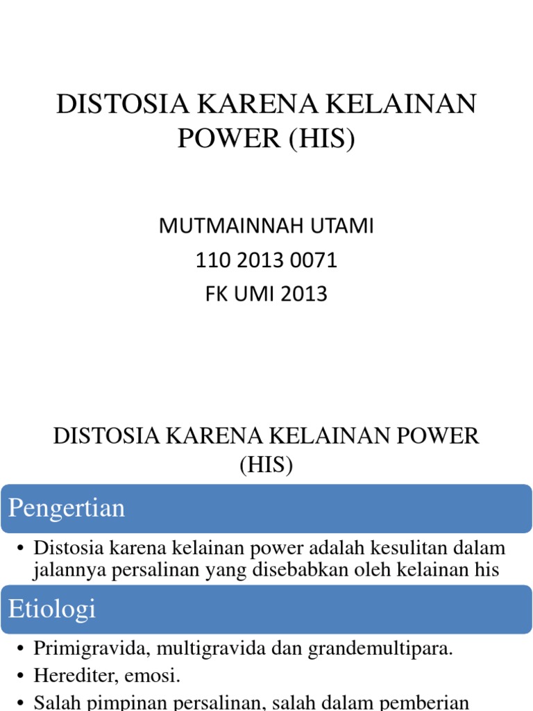Distosia Karena Kelainan Power (His) | PDF