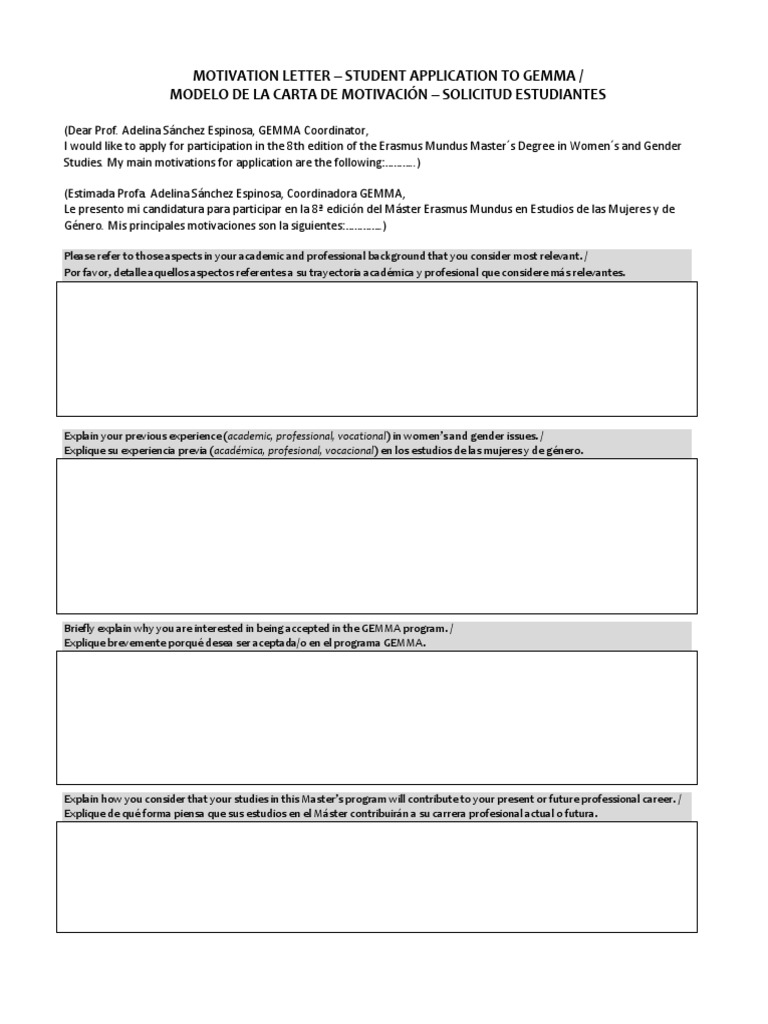 Carta de Motivacion NJKN | PDF