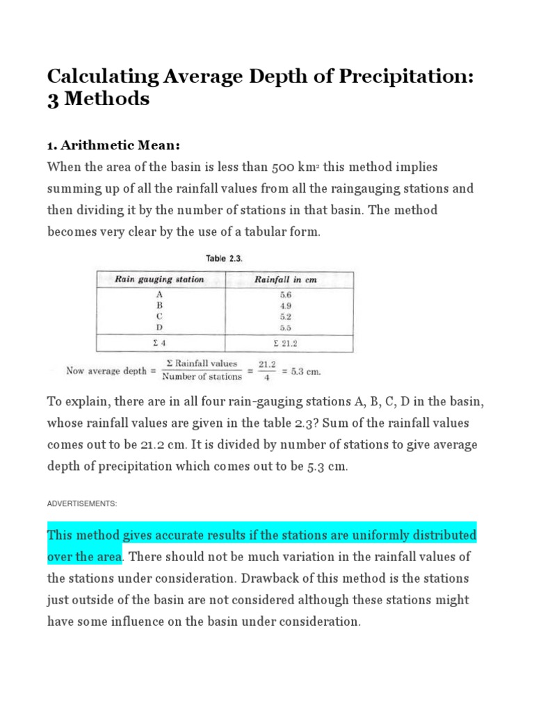 Calculating Average Depth of Precipitation | PDF | Drainage Basin | Rain