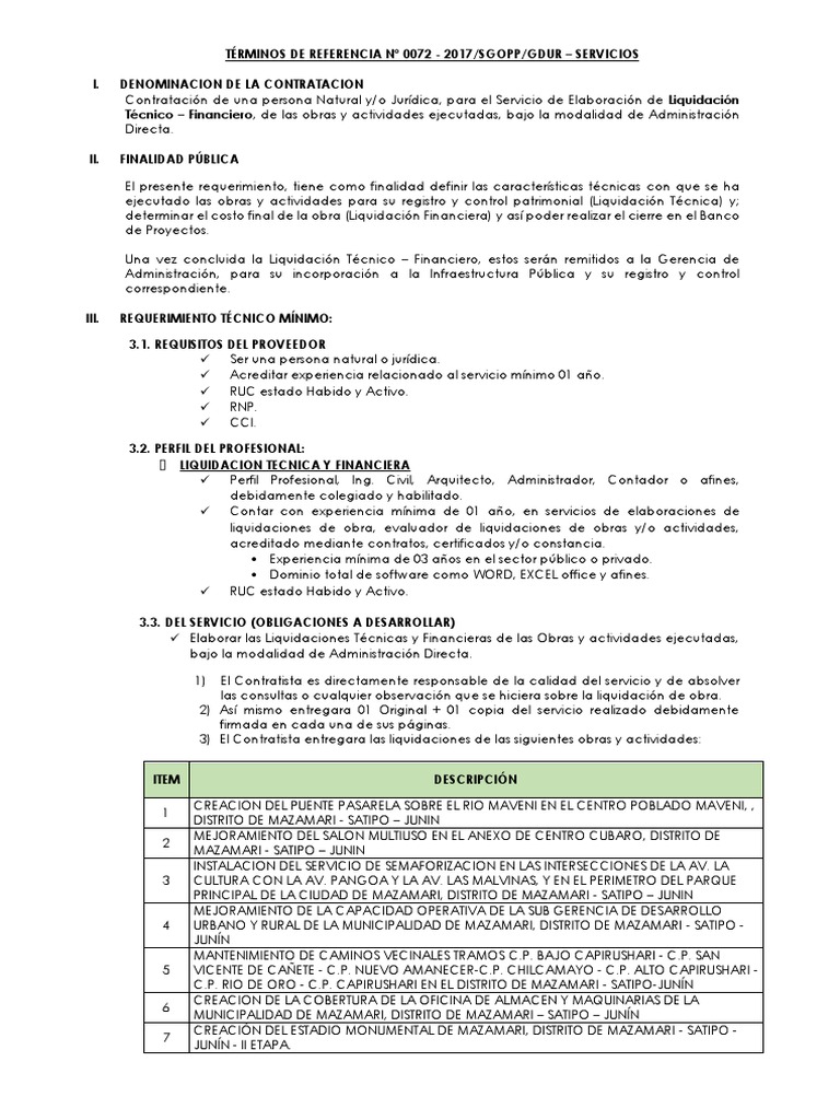 Modelo de TDR | PDF | Arquitecto | Presupuesto