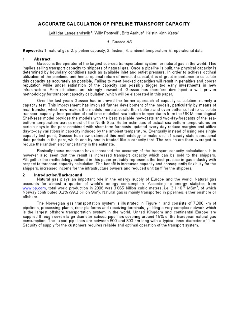 Transmission - Accurate Calculation of Pipeline Transport Capacity PDF ...