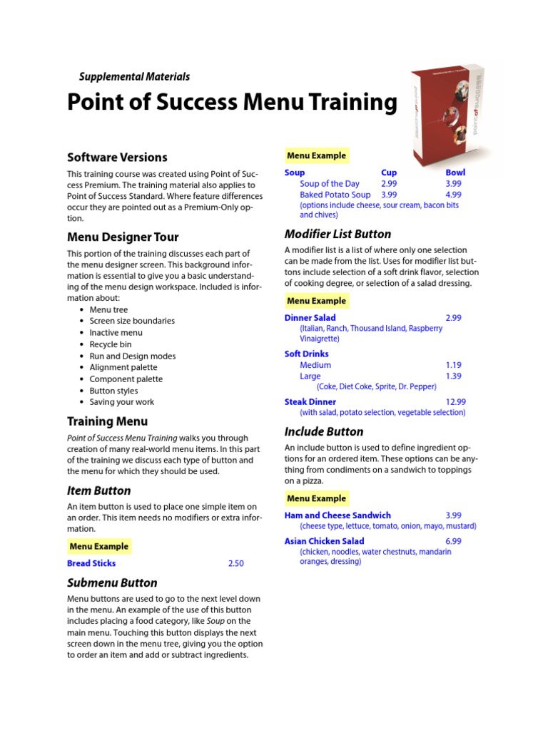 Menu Training Booklet | PDF | Menu | Salad