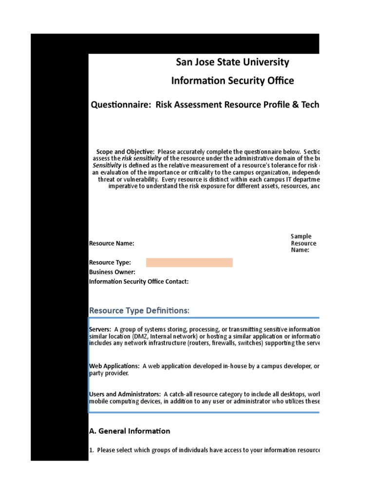 Risk Assessment Questionnaire | PDF | Computer Security | Security