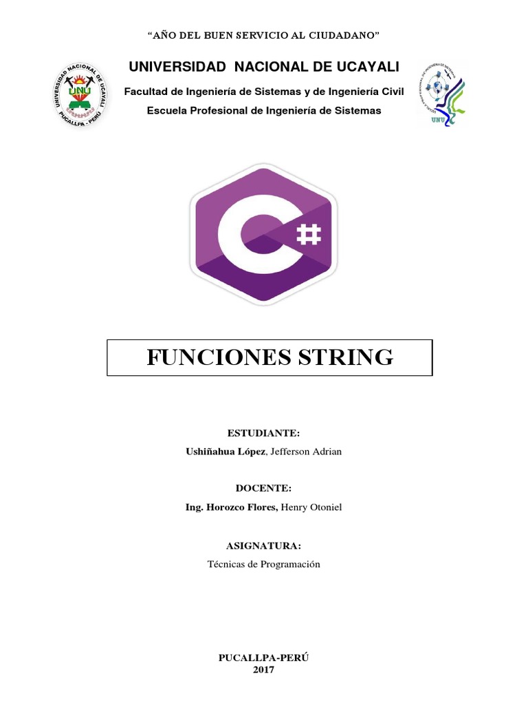 Funciones String | PDF | Cadena (informática) | C Sharp (lenguaje de ...