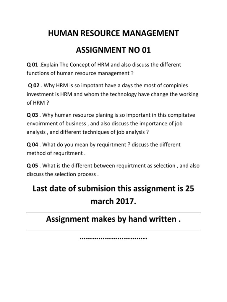 HRM Assignment Q 01 | PDF | Career & Growth