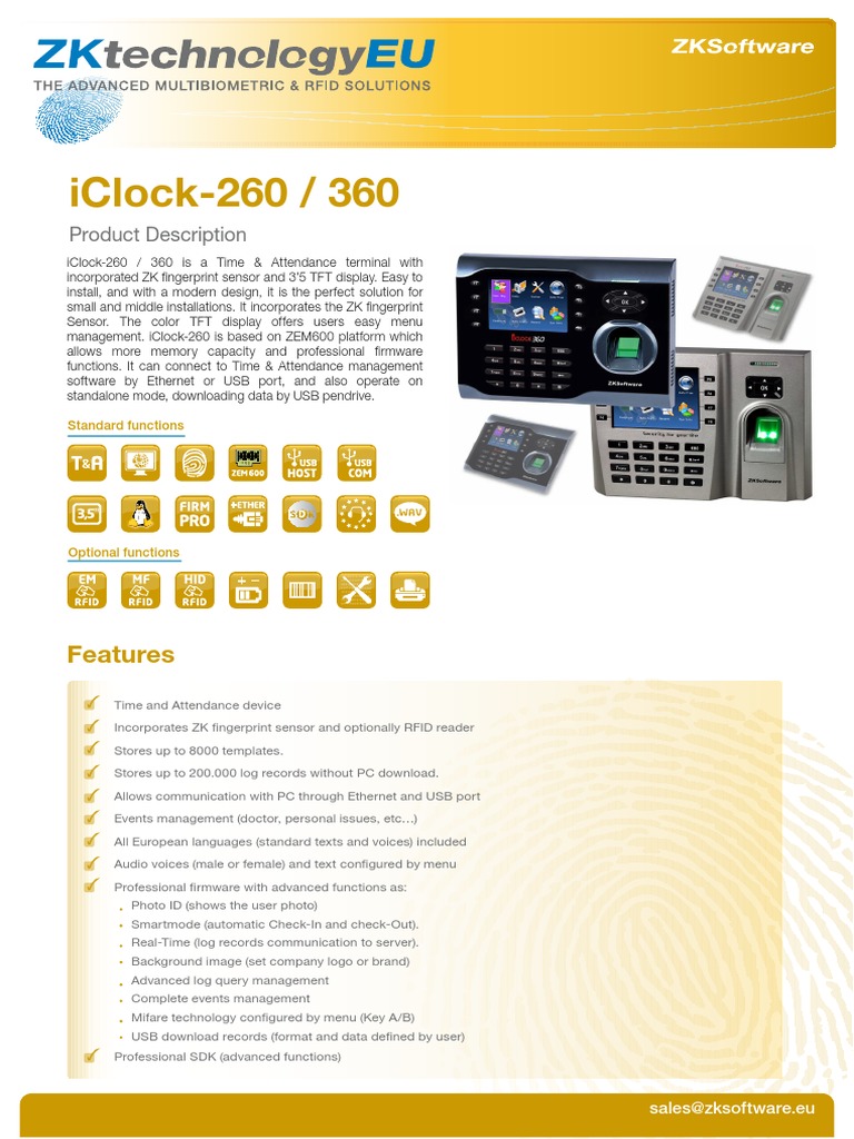 iClock-260 Time & Attendance Device | PDF | Usb Flash Drive | Usb