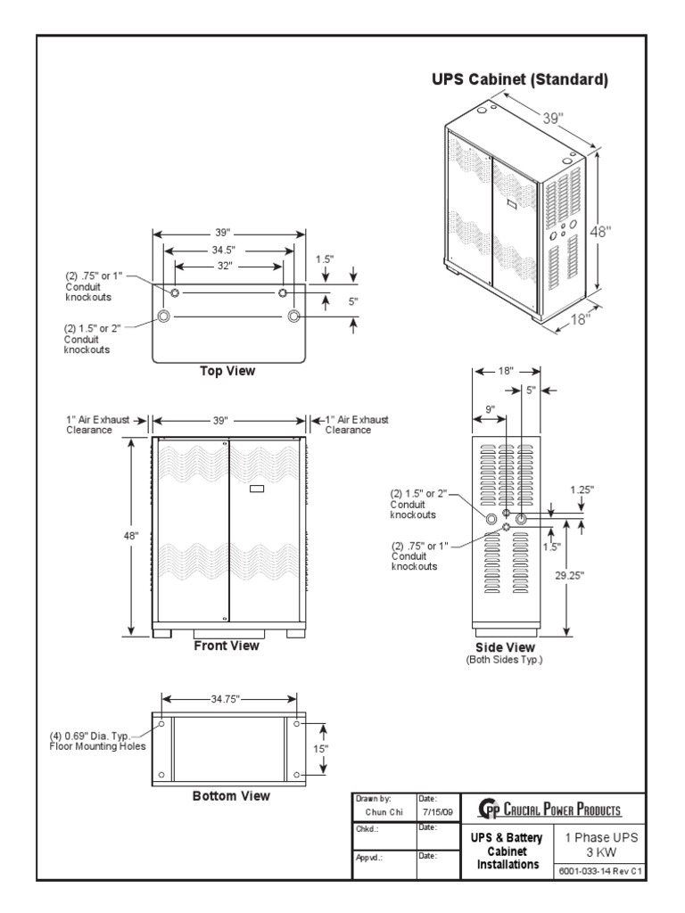 UPS Cabinet (Standard) : Top View | PDF | Power Inverter | Electricity