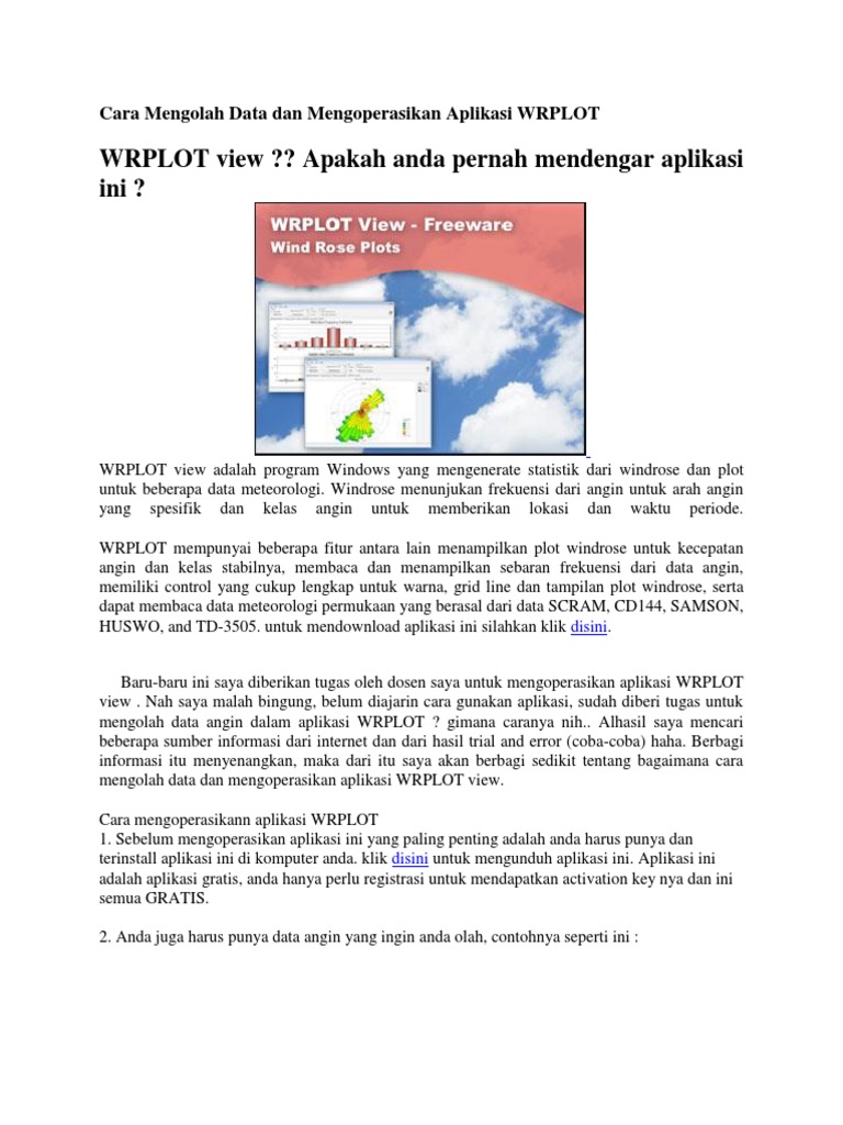 Cara Mengolah Data Dan Mengoperasikan Aplikasi WRPLOT | PDF