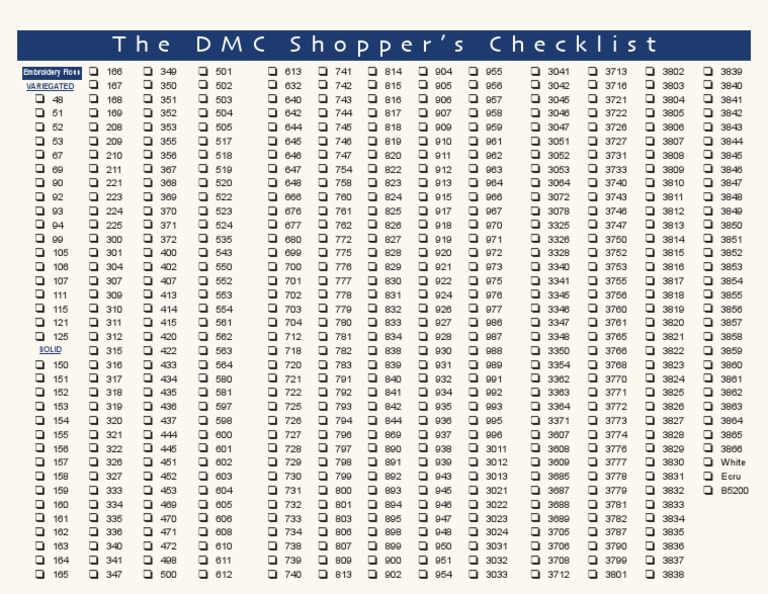 The DMC Shopper's Checklist: Variegated | PDF
