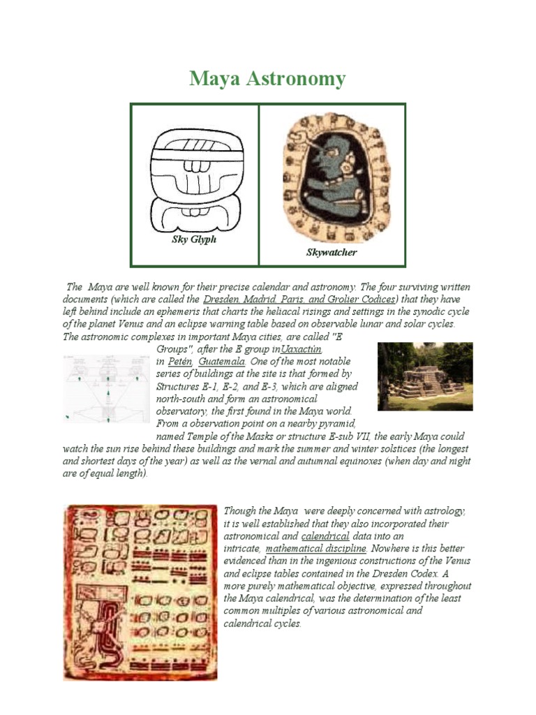 Maya Astronomy: Sky Glyph Skywatcher | PDF | Maya Civilization ...