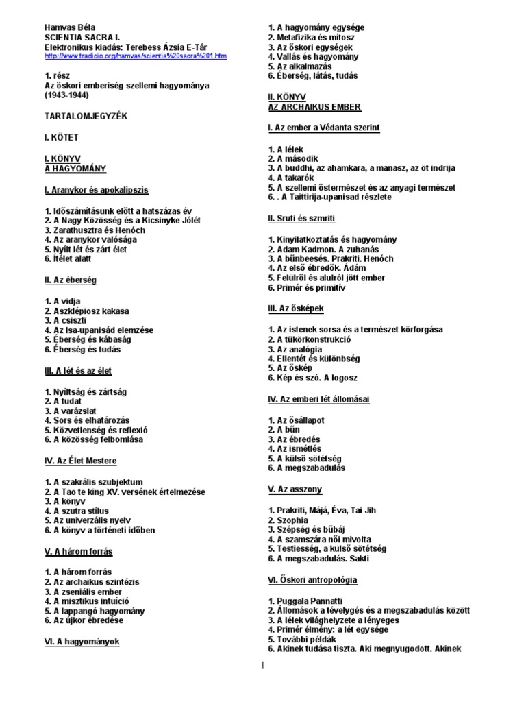 Hamvas Béla - Scientia Sacra I. | PDF