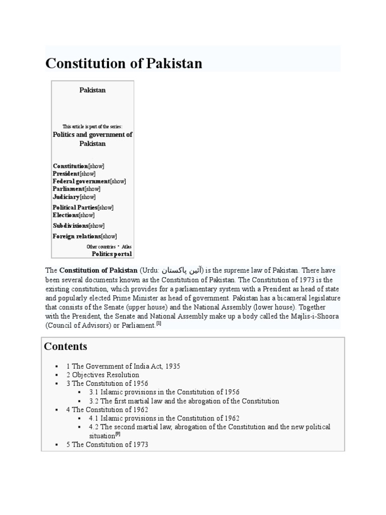 Pakistan Constitutional Development | PDF
