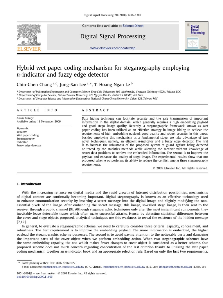 Hybrid Wet Paper Coding Mechanism For Steganography Employing | PDF ...