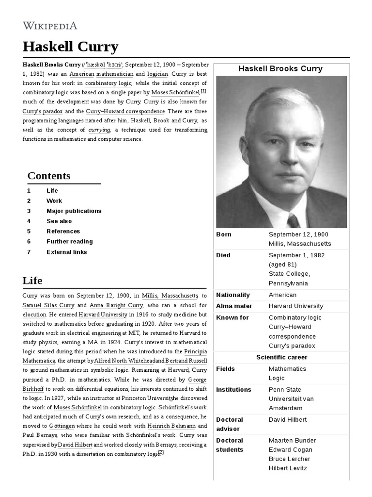 Haskell Curry | PDF | Mathematical Logic | Formalism (Deductive)