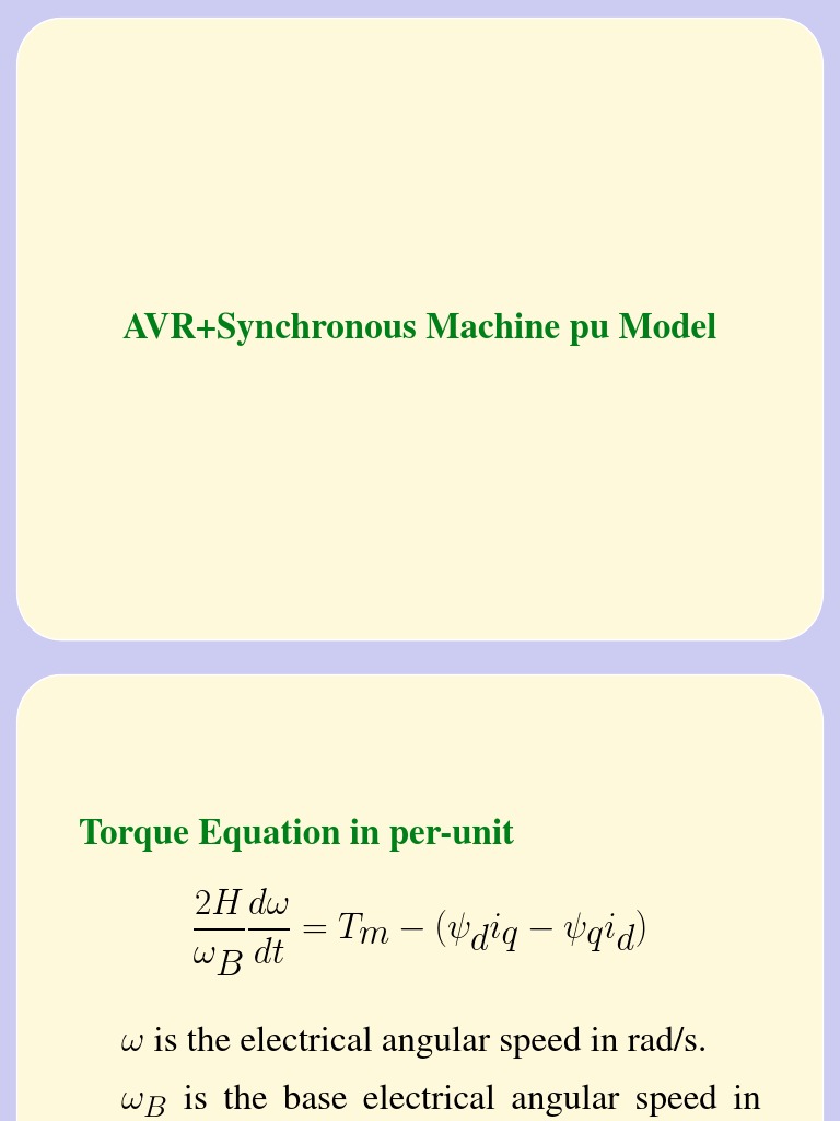 Fórmulas ..AVR+Synchronous Machine Pu Model PDF | PDF | Technology ...