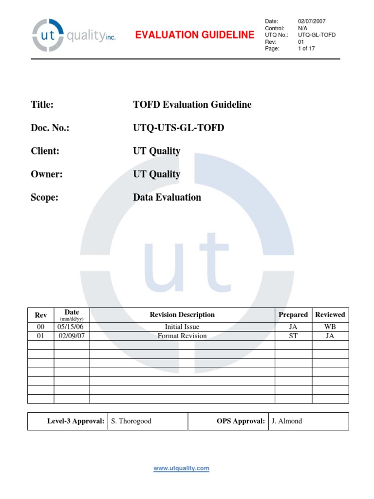 16 TOFD Evaluation Guideline | PDF | Ultrasound | Diffraction