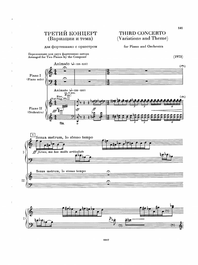 Rodion Shchedrin - Piano Concerto n.3 | PDF